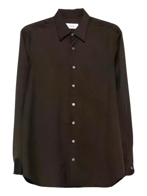 LARDINI Long-sleeve Button-down Shirt - Brown