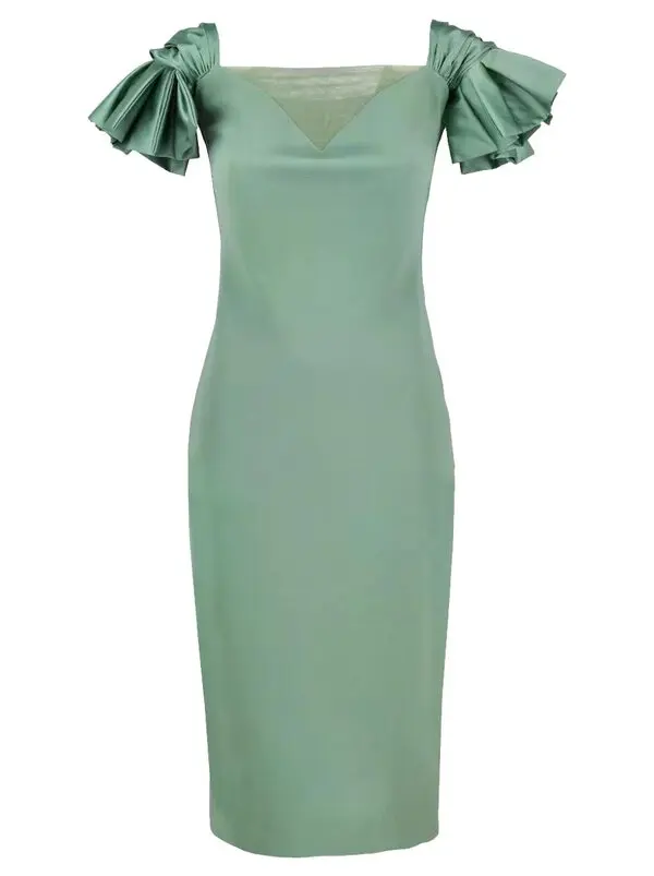 Chiara Boni La Petite Robe Satin-ruffle Midi Dress - Green