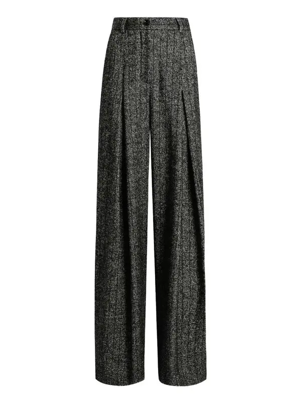 Dolce & Gabbana Pleated Tweed Trousers - Black