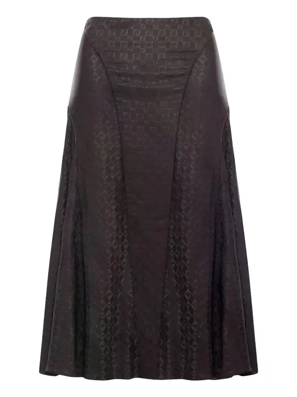 Fendi Logo-plaque Flared Midi Skirt - Brown