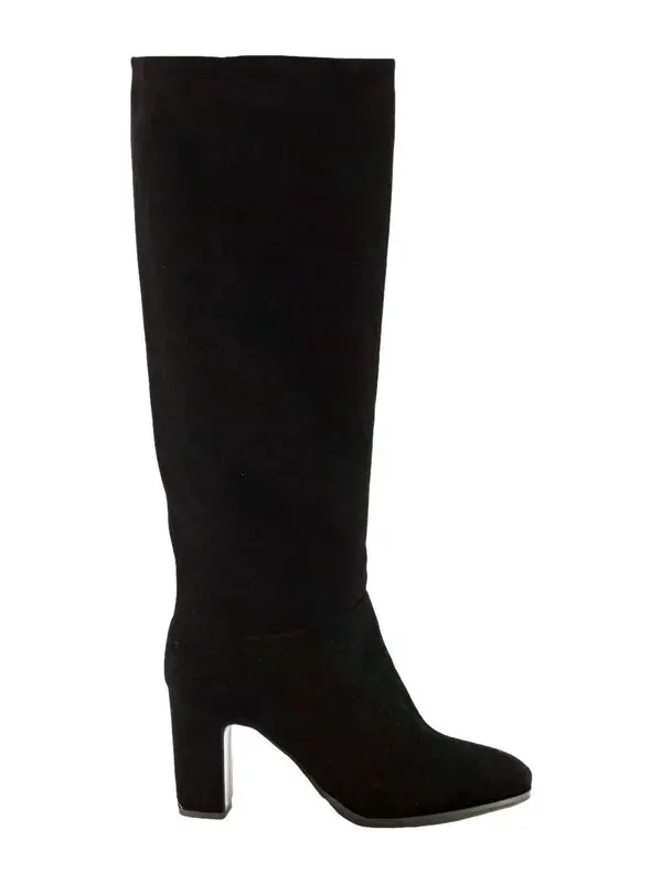 JULIE DEE Suede Block-heel Boots - Black