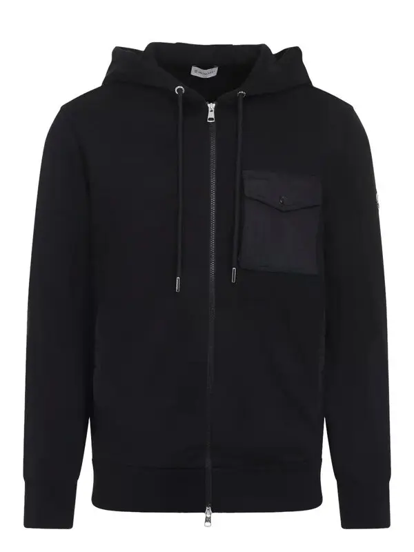 Moncler Hooded Zip-up Jacket With Pocket - Black