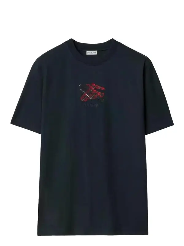 Burberry Embroidered Cotton T-shirt - Blue