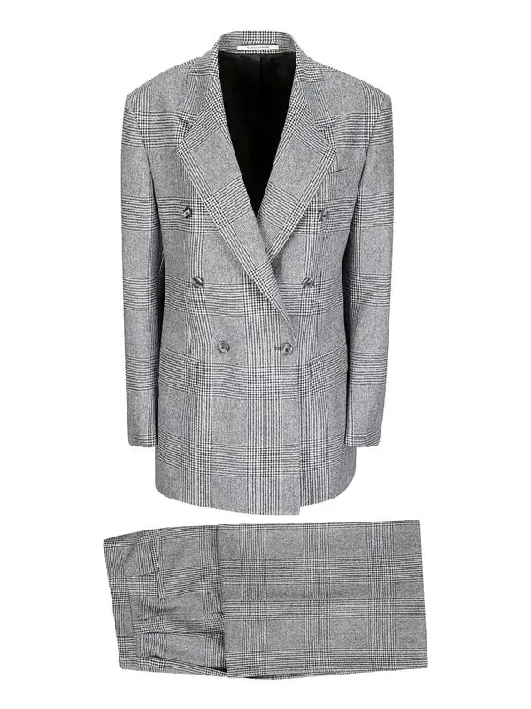Tagliatore Glen-plaid Double-breasted Suit - Grey