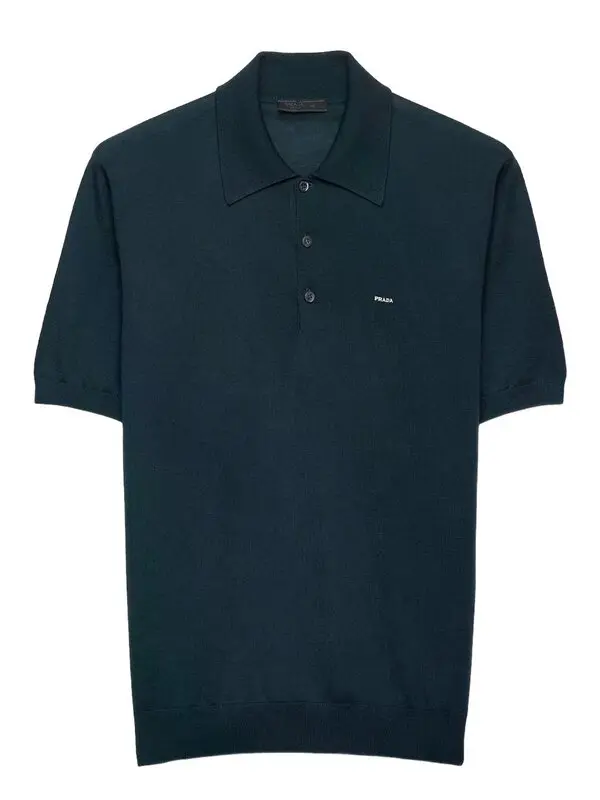 Prada Embroidered Wool Polo Shirt - Green