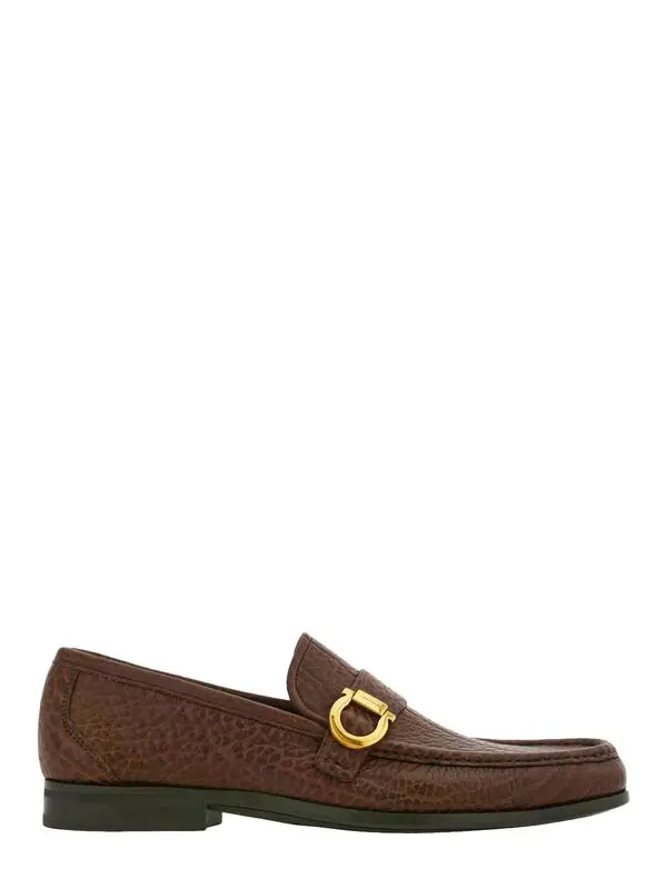 FERRAGAMO Gancini Buckle Loafers - Brown