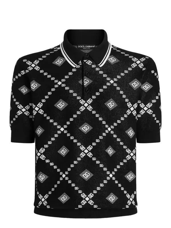 Dolce & Gabbana Logo-pattern Polo Shirt - Black