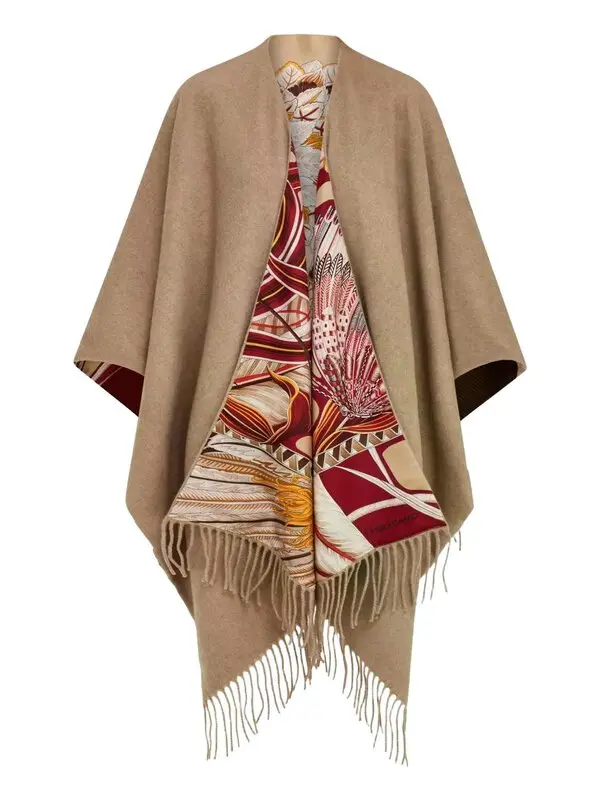 FERRAGAMO Fringed Reversible Cape - Neutrals
