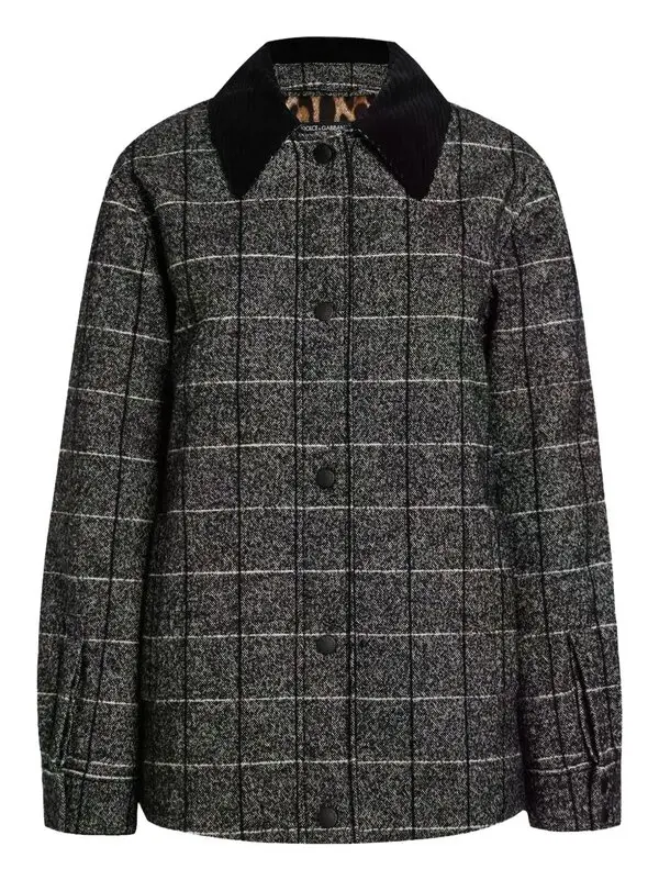 Dolce & Gabbana Checked Corduroy-collar Jacket - Black