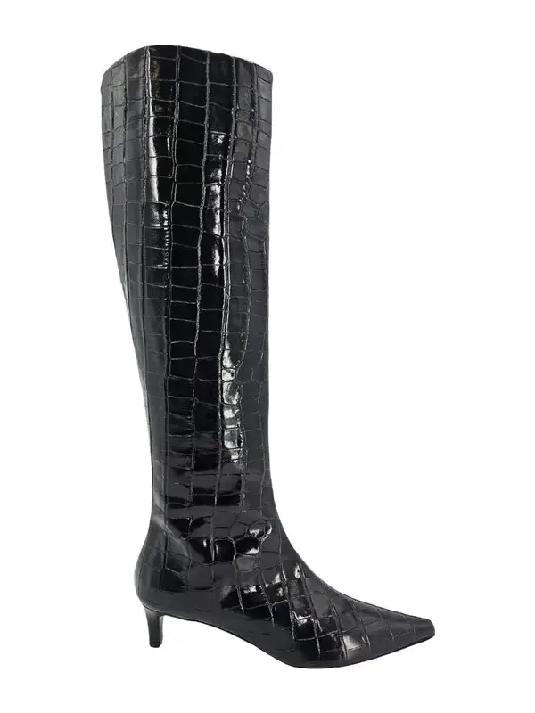 MADISON.MAISON 45mm Croc-effect Pointy-toe Boots - Black