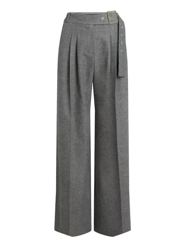Karl Lagerfeld Pleated Belted Trousers - Grey