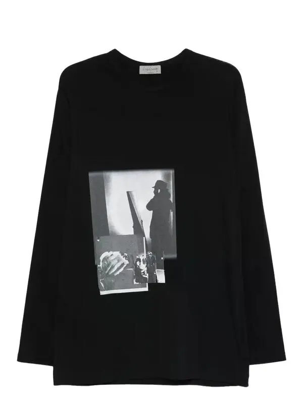 Yohji Yamamoto Graphic-print Long-sleeve T-shirt - Black
