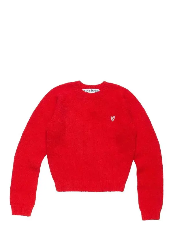 Acne Studios Heart-embroidered Raglan-sleeve Sweater - Red