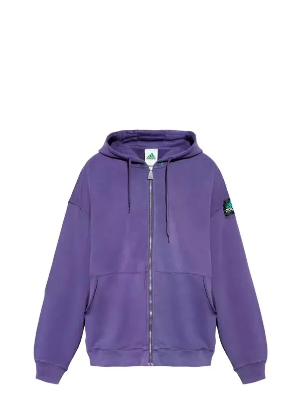 Adidas Logo-patch Zip-up Hoodie - Purple