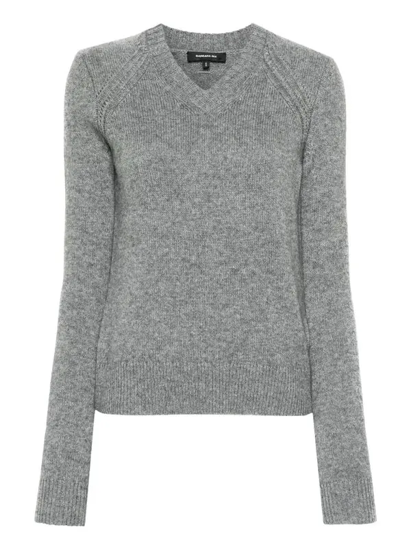Barbara Bui V-neck Ladder-stitch Jumper - Grey