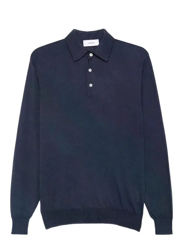 LARDINI Long-sleeve Button Polo Shirt - Blue