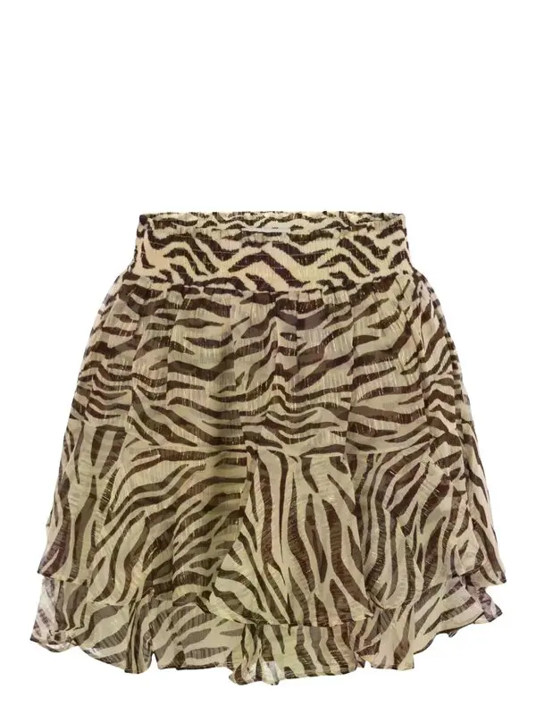 MC2 SAINT BARTH Eivissa Zebra-print Ruffled Mini Skirt - Neutrals