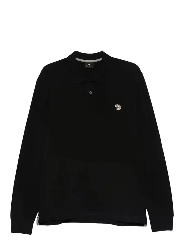 Paul Smith Long-sleeve Zebra-logo Polo Shirt - Black