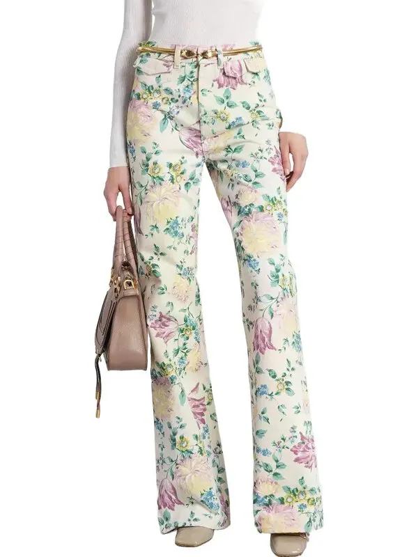 Chloé Floral-print Jeans - Neutrals