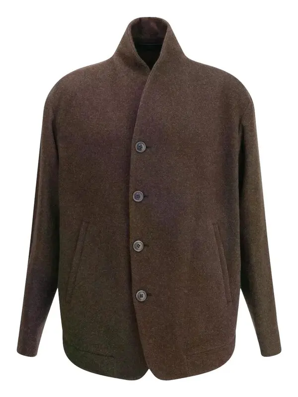 Giorgio Armani Button-fastening Pea Coat - Brown