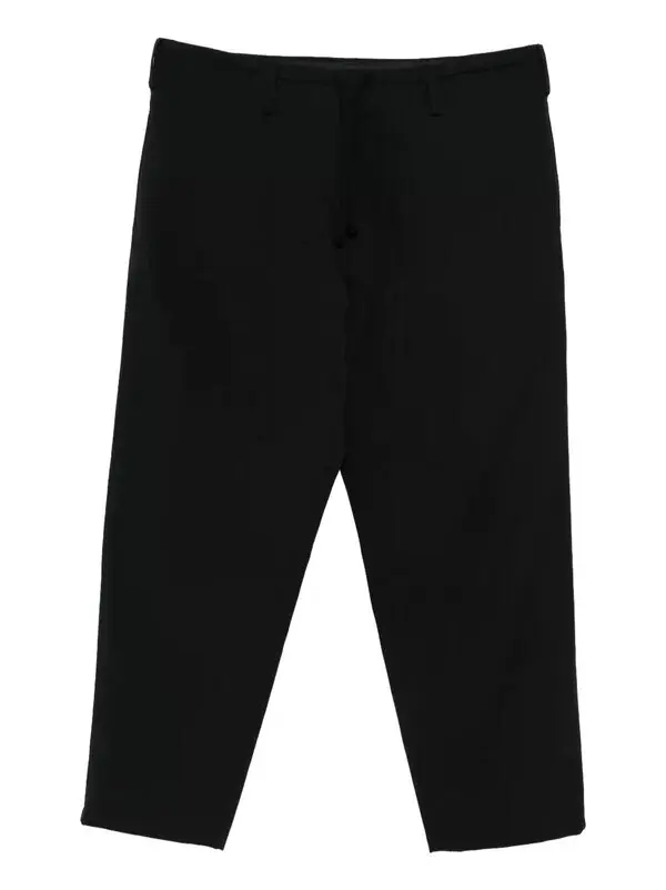 Yohji Yamamoto Drawstring-waist Wool Trousers - Black