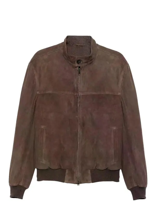 RIFUGIO Zip-up Suede Jacket - Brown