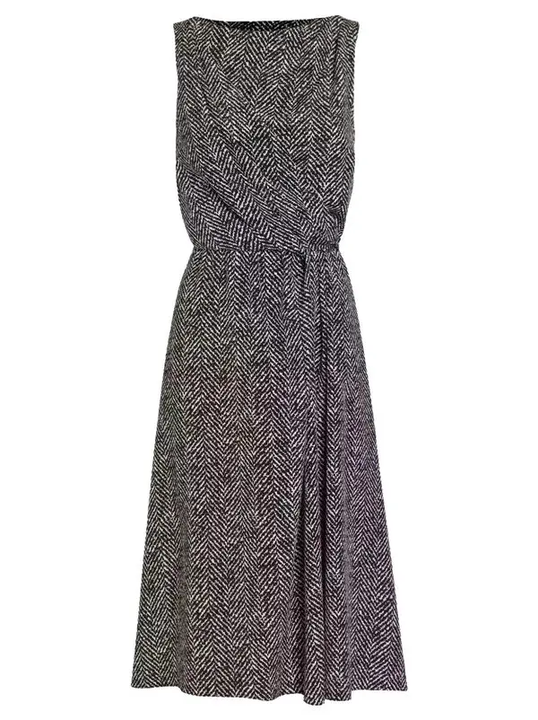 Dolce & Gabbana Herringbone Sleeveless Midi Dress - Black