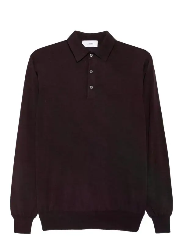 LARDINI Long-sleeve Button Polo Shirt - Purple