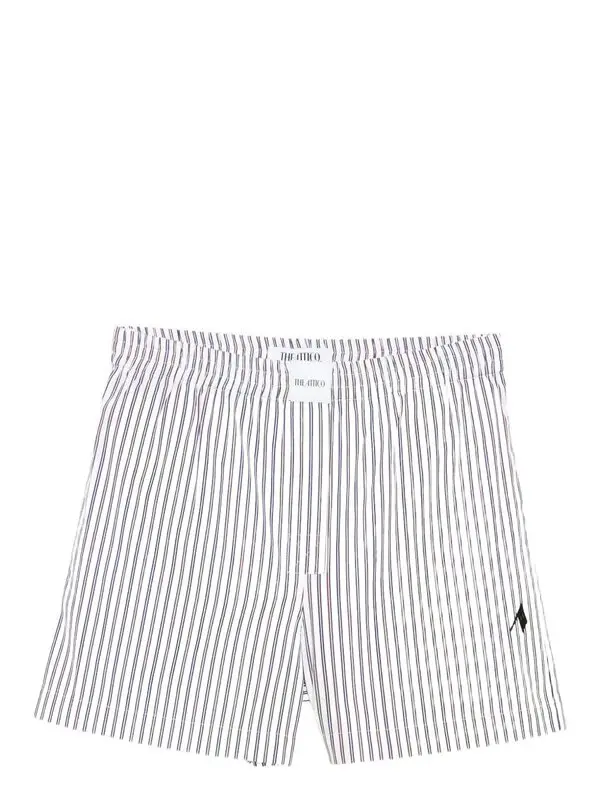 Attico Striped Cotton Shorts - White
