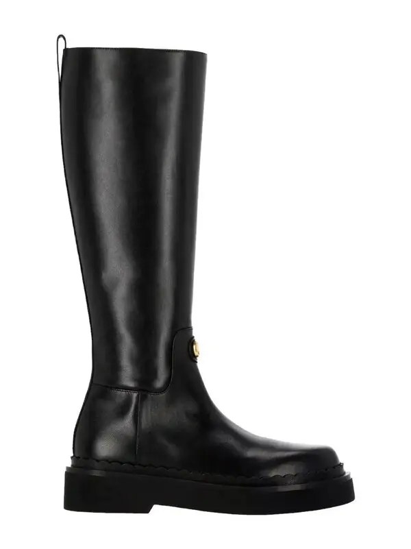 Valentino Garavani Vlogo Signature Leather Boots - Black