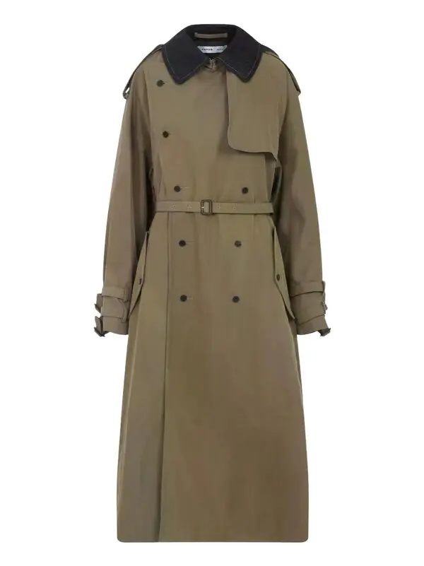 Carven Double-breasted Belted Trench Coat - Green