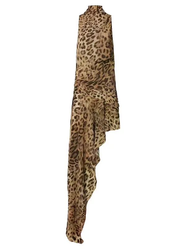 Andamane Asymmetrical Leopard-print Dress - Brown