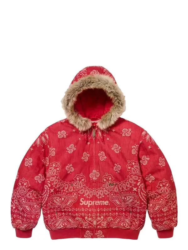 Supreme Bandana-jacquard Denim Jacket - Red