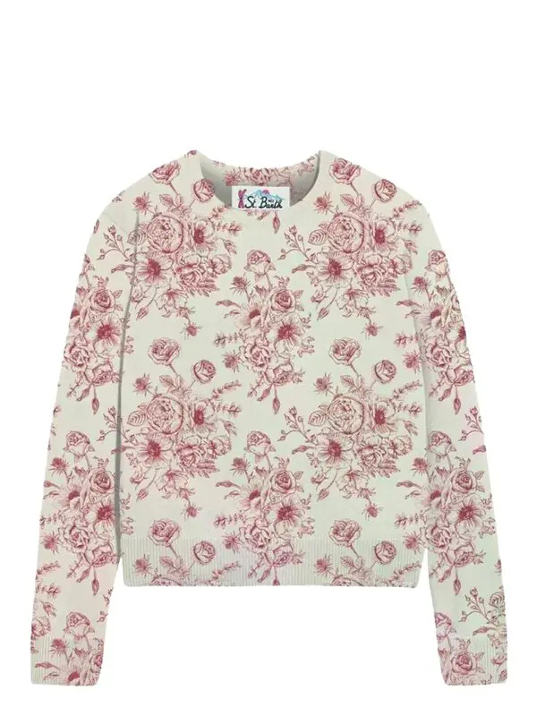 MC2 SAINT BARTH Floral-print Crew-neck Sweater - White
