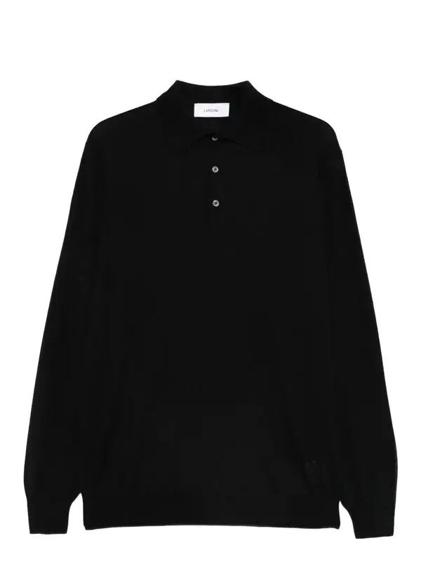 LARDINI Long-sleeve Polo Shirt - Black