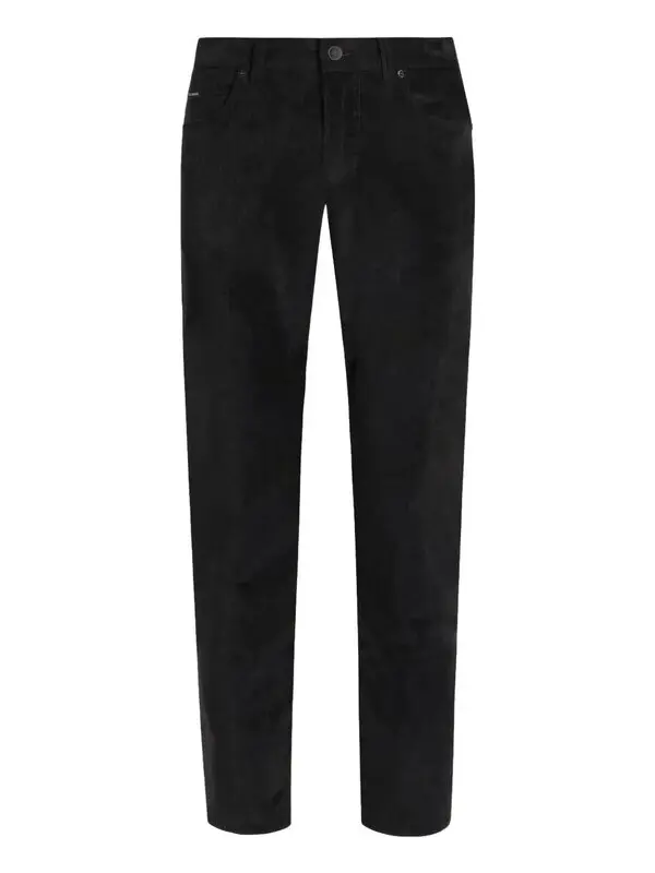 Dolce & Gabbana Corduroy Logo-plaque Trousers - Black