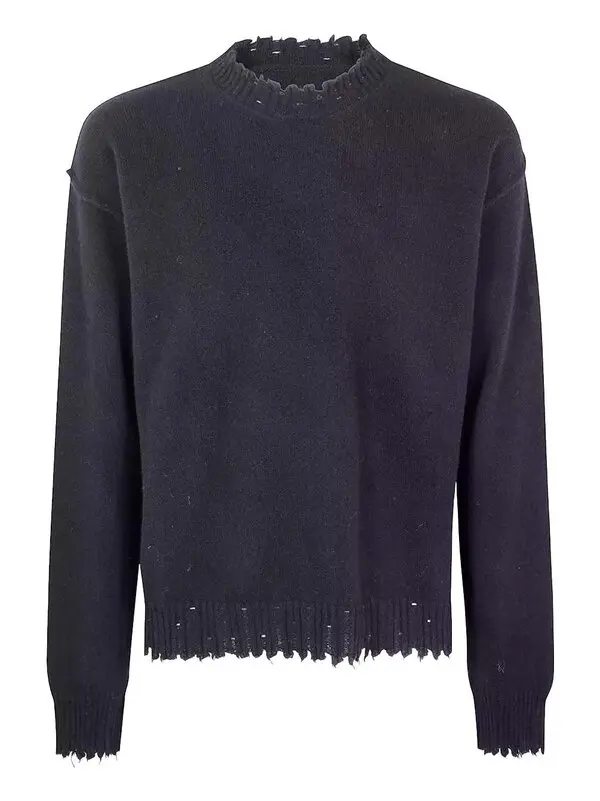 UMA WANG Frayed-hem Cashmere Sweater - Black