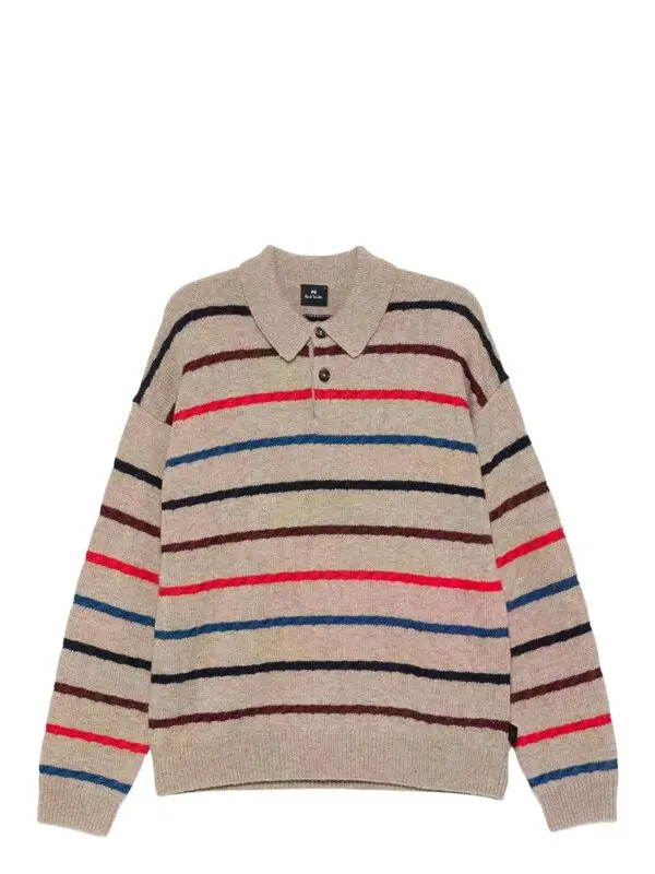 Paul Smith Striped Polo-neck Sweater - Neutrals