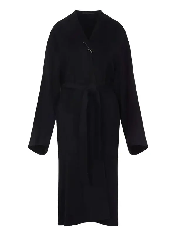 Carven Belted Brooch-embellished Coat - Black