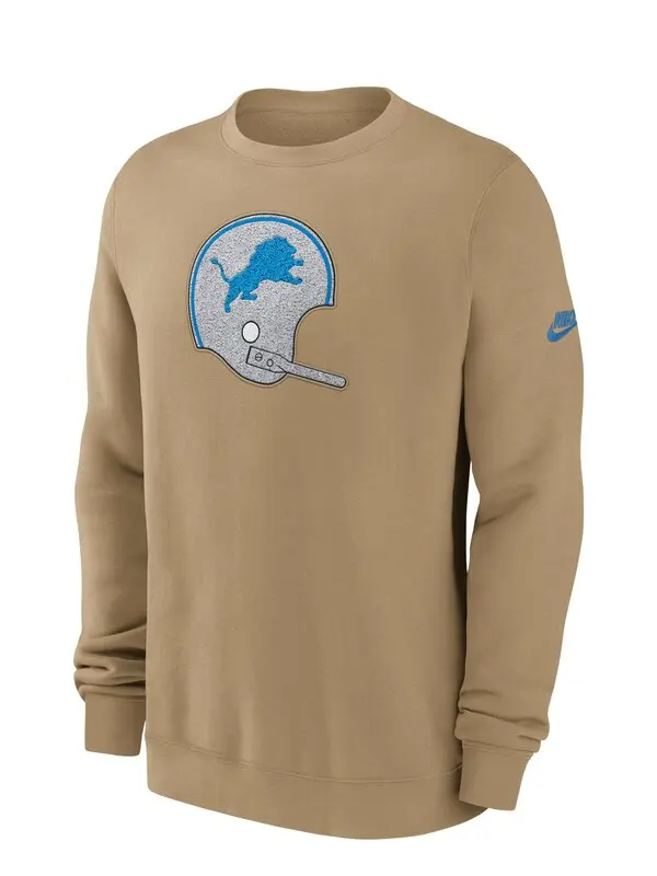 Nike Detroit Lions Swing Pass Rewind Club Nfl Pullover Crew - Brown