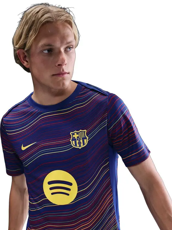 Nike Fc Barcelona Academy Pro Home Dri-fit Soccer Pre-match Short-sleeve Top - Blue