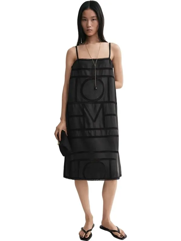 TOTÊME Monogram Silk Slip Dress - Washed Black