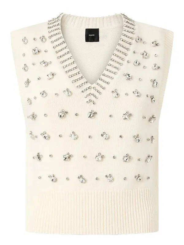 Pinko Ponziane Wool Blend Sweater Vest - Meringue White