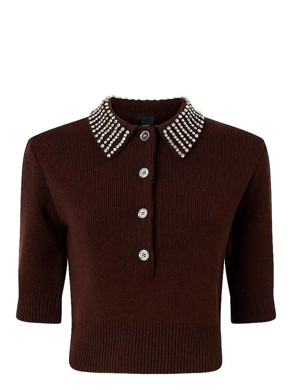 Pinko Emilia Rhinestone Embellished Sweater - Brown