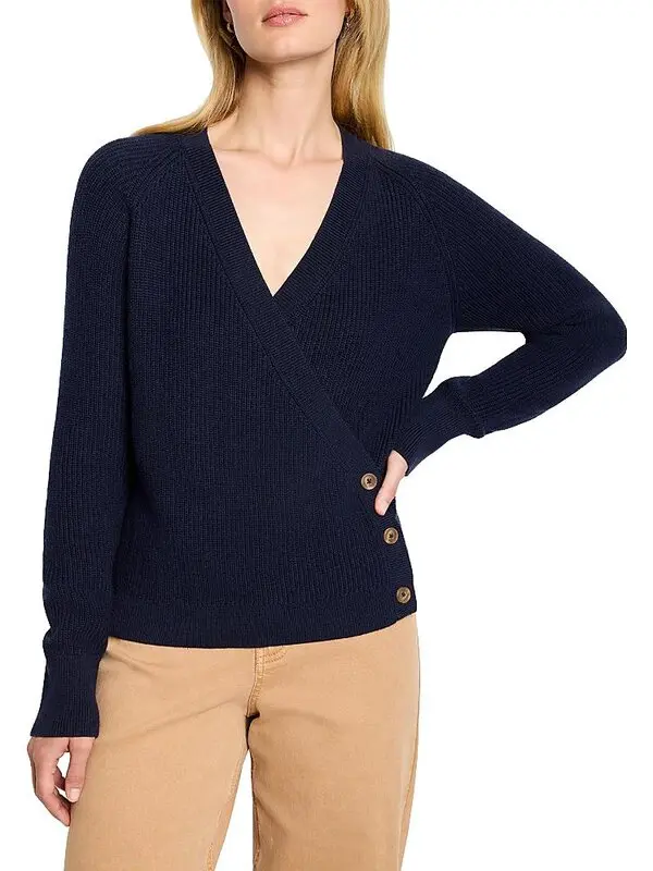 NIC+ZOE Shaker Stitch Wrap Sweater - Dark Indigo