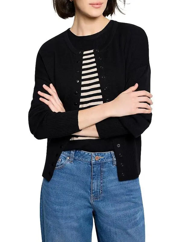 NIC+ZOE Button Detailed Cardigan - Black Onyx