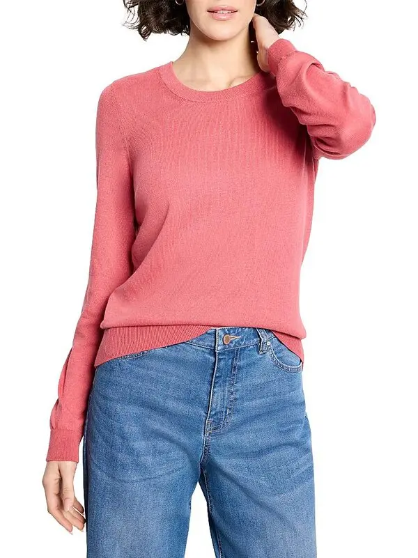 NIC+ZOE Crewneck Long Sleeve Sweater - Cranberry