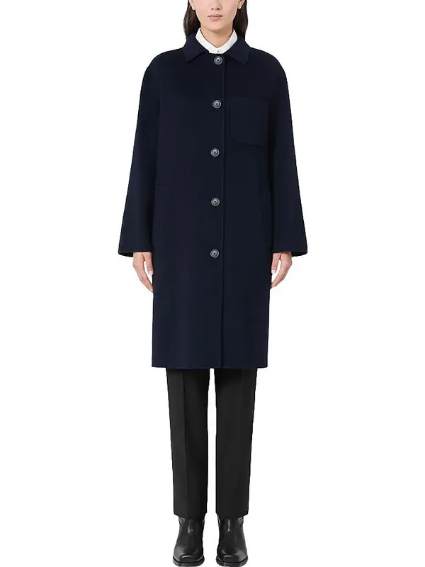 Max Mara Wool Belted Coat - Navy