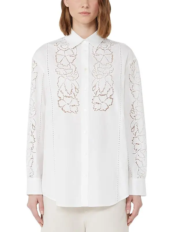 Max Mara Emi Broderie Anglaise Detail Shirt - White