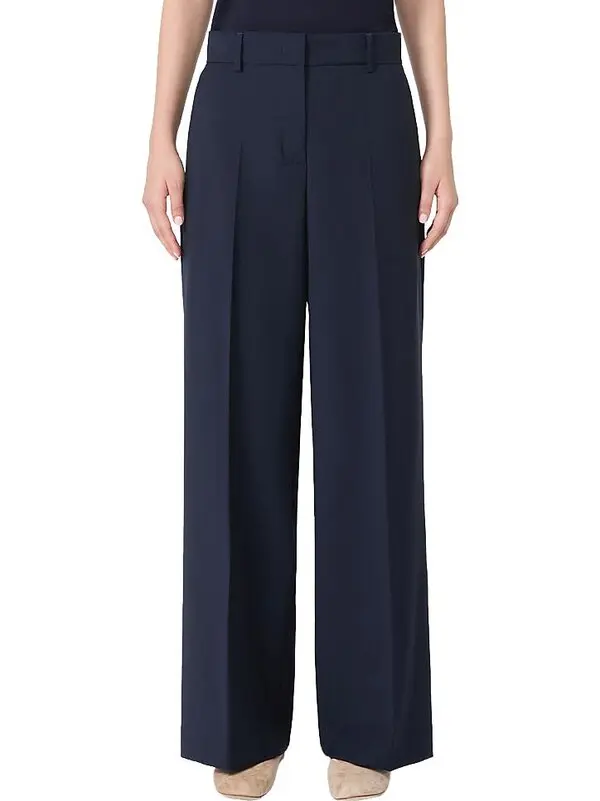 Max Mara Visivo Wool Palazzo Trousers - Navy